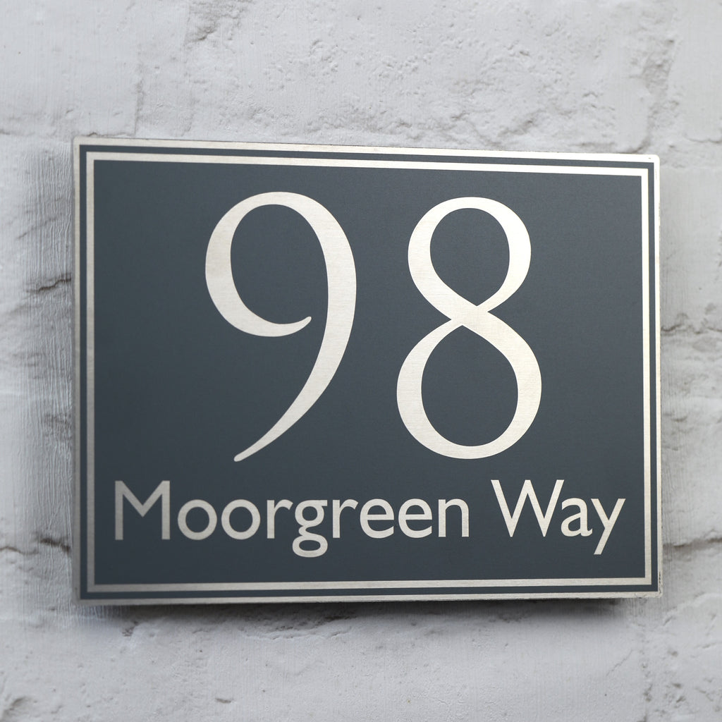 Slate Grey Address Sign, House Number | Metal Aluminium | House Sign ...