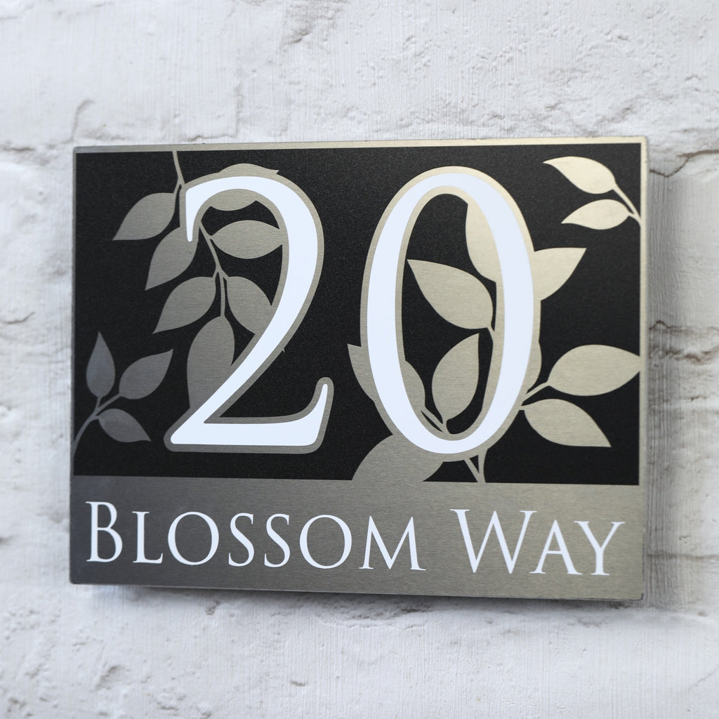 Floral House Number Sign or Address Plaques in Solid Aluminium | House ...