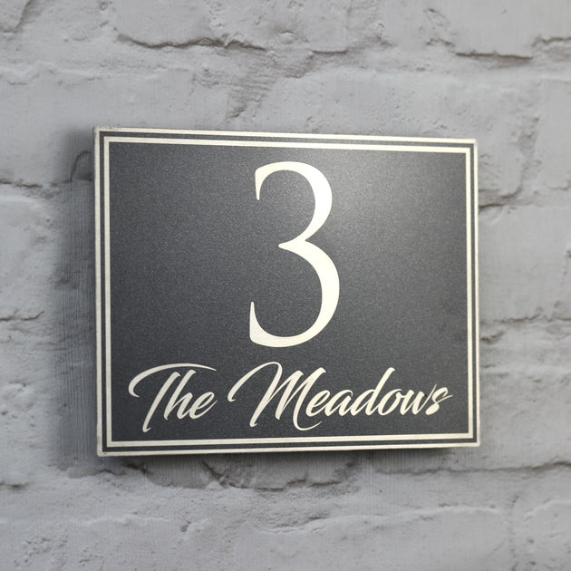 Boarded Aluminium House Sign with Elegant script style font | House ...