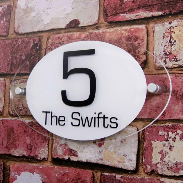 Modern Oval Acrylic House Sign | House Sign Solutions